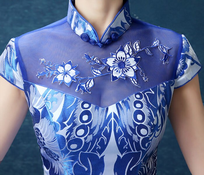 Blue Cheongsam Evening Gown Performance Dresses - Qipao Cheongsam ...