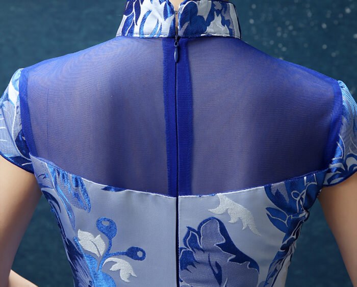 Blue Cheongsam Evening Gown Performance Dresses - Qipao Cheongsam ...