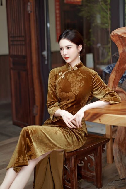 Red Blue Green Yellow Velvet Cheongsam - Qipao Cheongsam Dresses ...