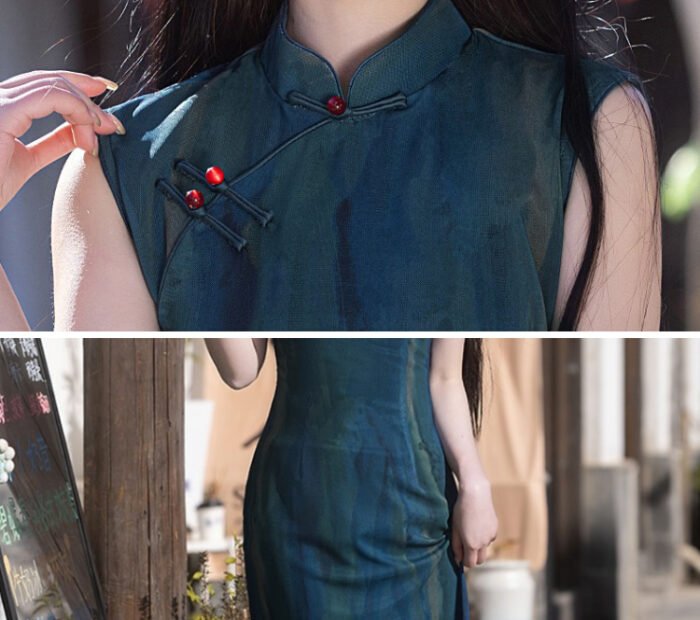 Blue Sleeveless Cheongsam Summer Retro Old Shanghai Style - Qipao ...
