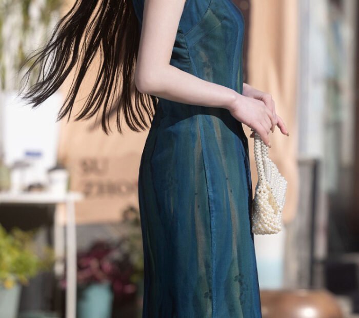 Blue Sleeveless Cheongsam Summer Retro Old Shanghai Style - Qipao ...