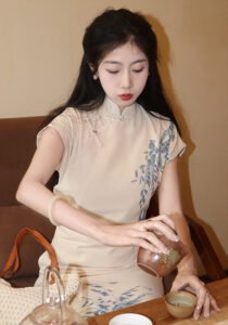 Chinese Style Halter Neck Cheongsam Elegant Mermaid Dress