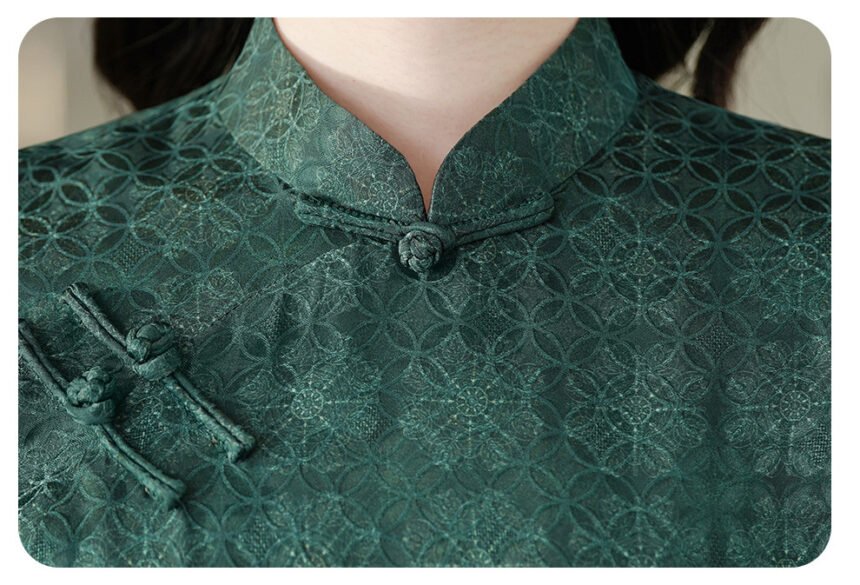 Jacquard Cheongsam Quality Green Retro 2025 Qipao Dress - Qipao ...