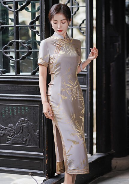 Summer Mulberry Silk Cheongsam Gray Chinese Dress Style - Qipao ...
