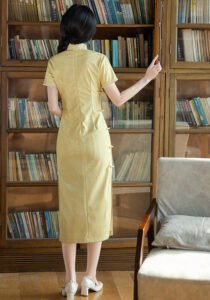 Vintage Yellow Cheongsam Dress Traditional Chinese Qipao